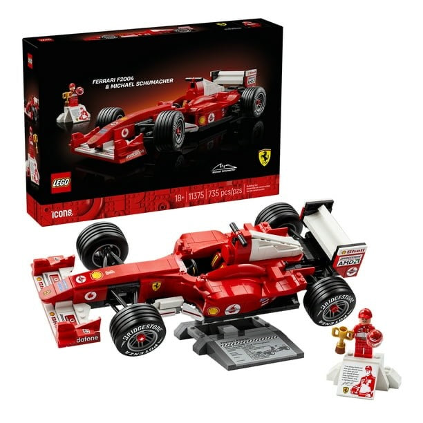 De nieuwe LEGO Icons 11375 Ferrari F2004 & Michael Schumacher – Boldons